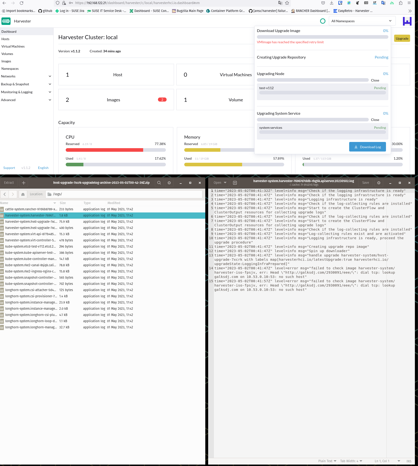 [BUG] No error displayed when upgrading to use an invalid download url · Issue #3310 · harvester ...