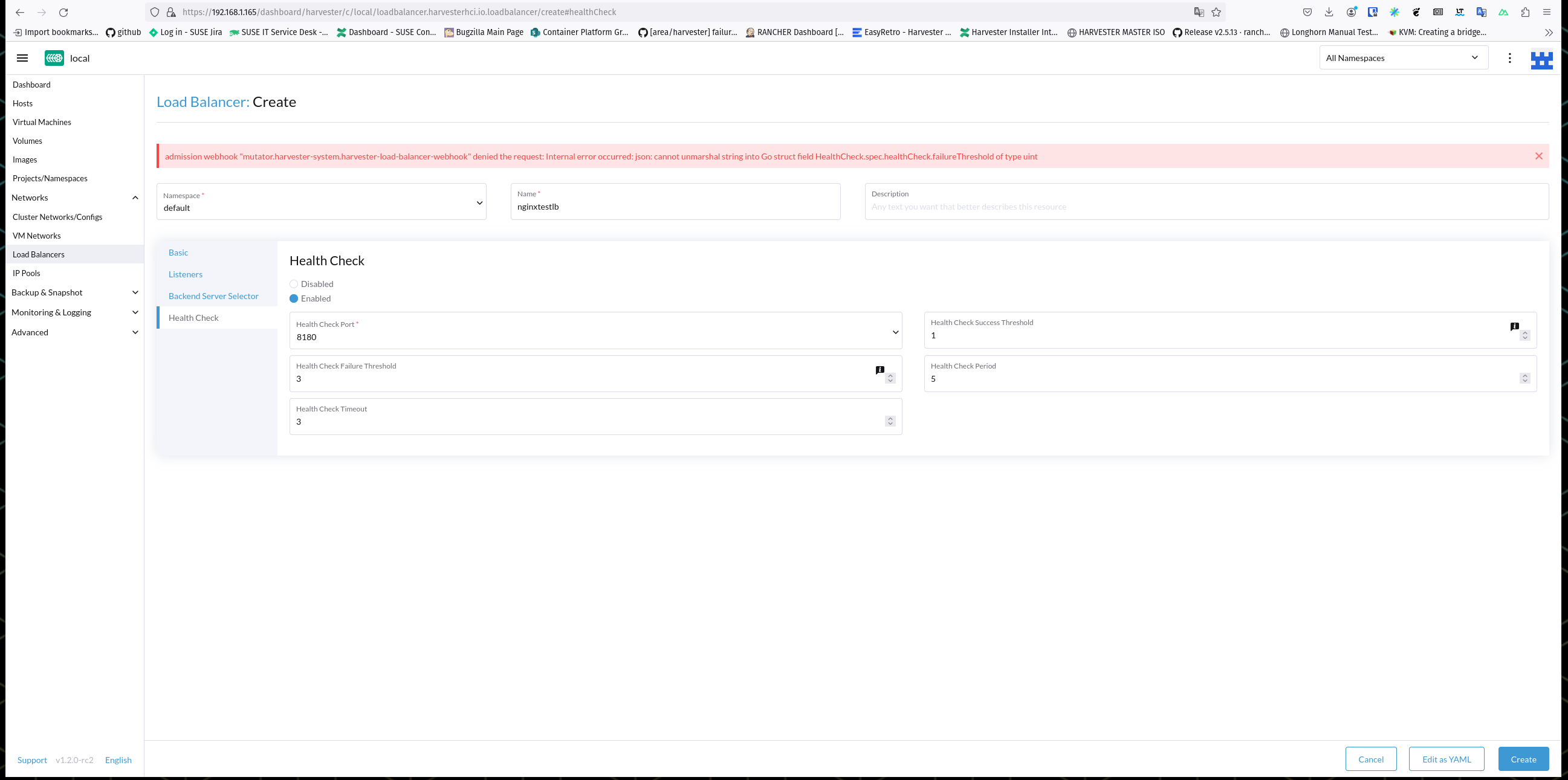 Bug Load Balancer Creation With Health Check Creates Data Type Unmarshalling Error · Issue 