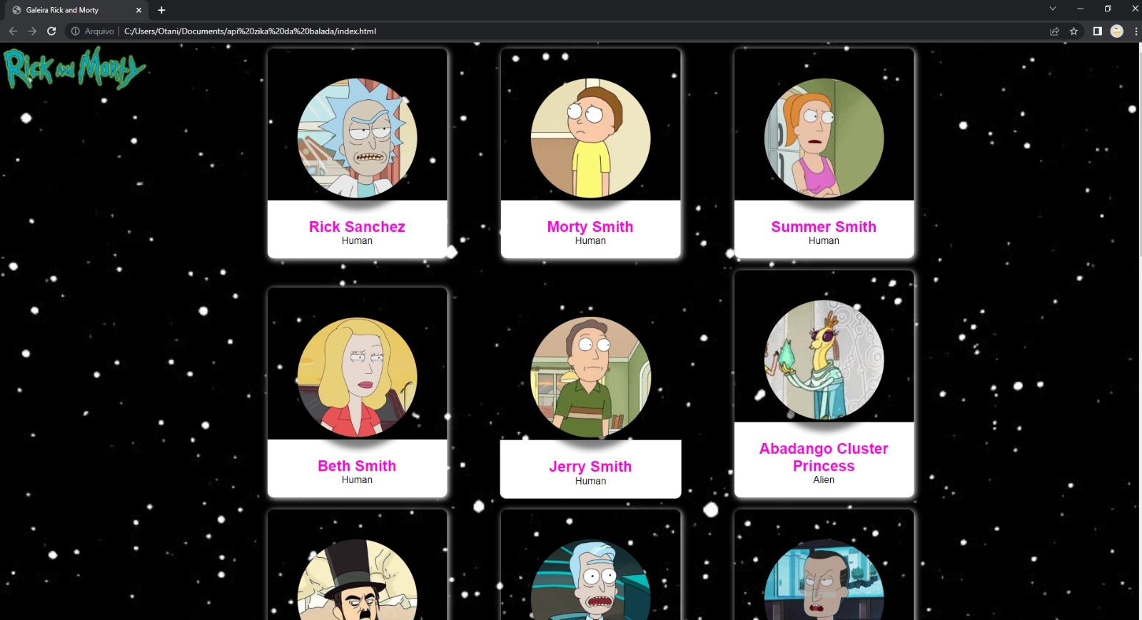 GitHub - GabrielSakoda/Galeria-Rick-And-Morty: Mini projeto de uma galeria dos personagens da ...