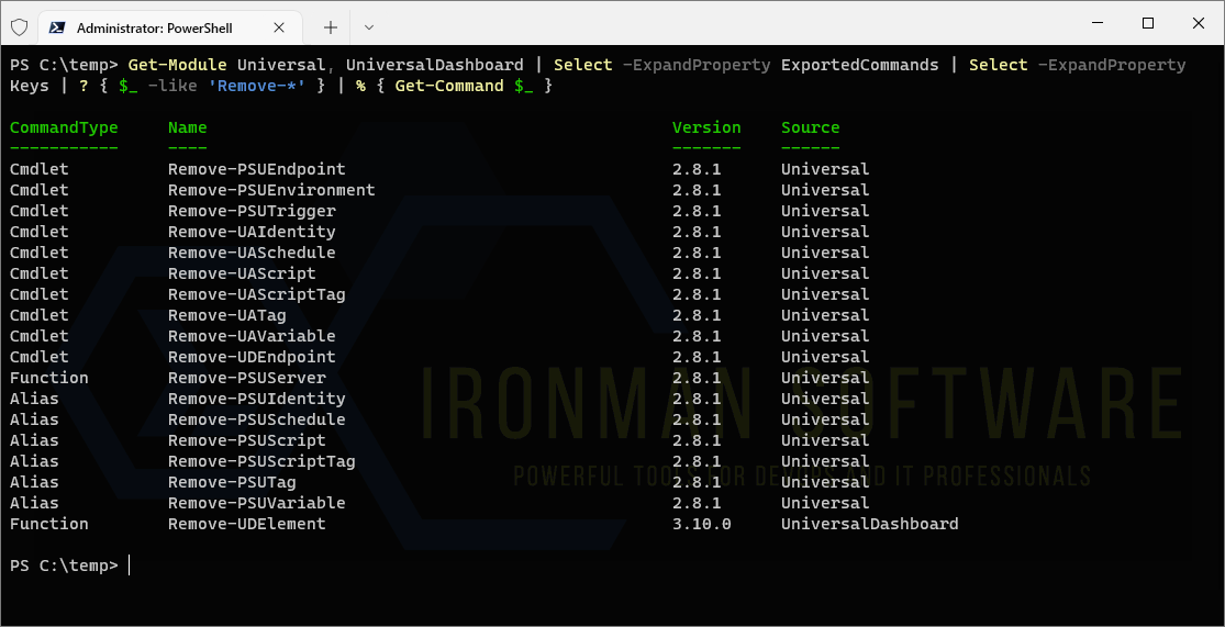 Remove-* cmdlets should be high impact · Issue #963 · ironmansoftware/powershell-universal · GitHub