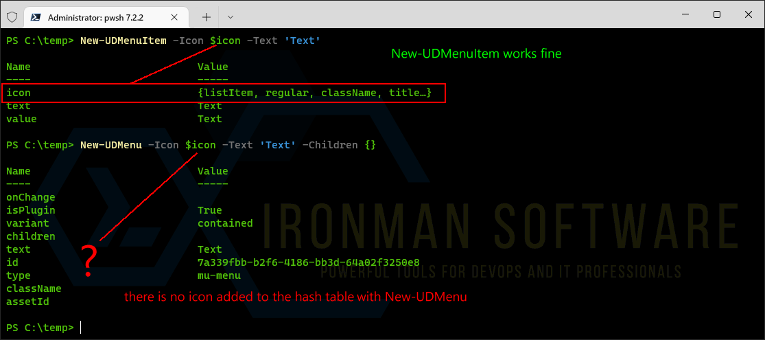 New-UDMenu accepts -icon parameter but does not honor it · Issue #1134 · ironmansoftware ...