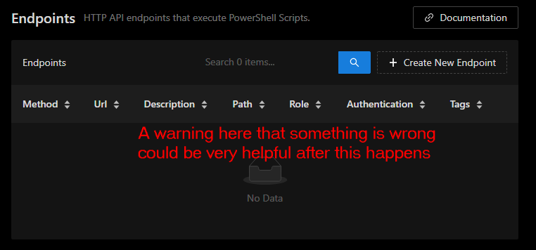 Errant data within endpoints.ps1 can prevent all endpoints from functioning · Issue #1203 ...