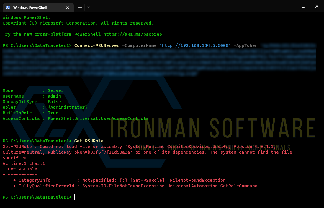 Get-PSURole fails (Windows PowerShell only) · Issue #1295 · ironmansoftware/powershell-universal ...