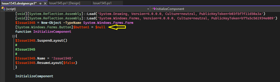 Remove unused $button1 from default Forms project · Issue #1545 · ironmansoftware/powershell ...