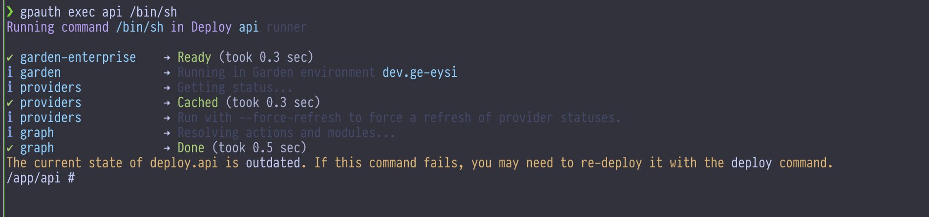 Better warning message when running the exec command when in sync mode · Issue #4366 · garden-io ...