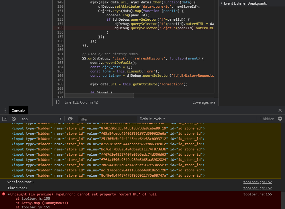 Toolbar.js error when clicking on the switch button from the History ... Toolbar.js error when clicking on the switch button from the History ...