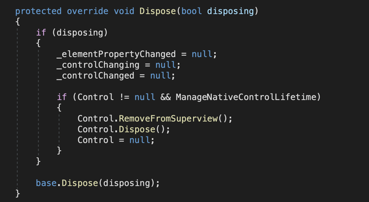 [Bug] Fix ViewRenderer.Dispose on iOS · Issue #11667 · xamarin/Xamarin.Forms · GitHub