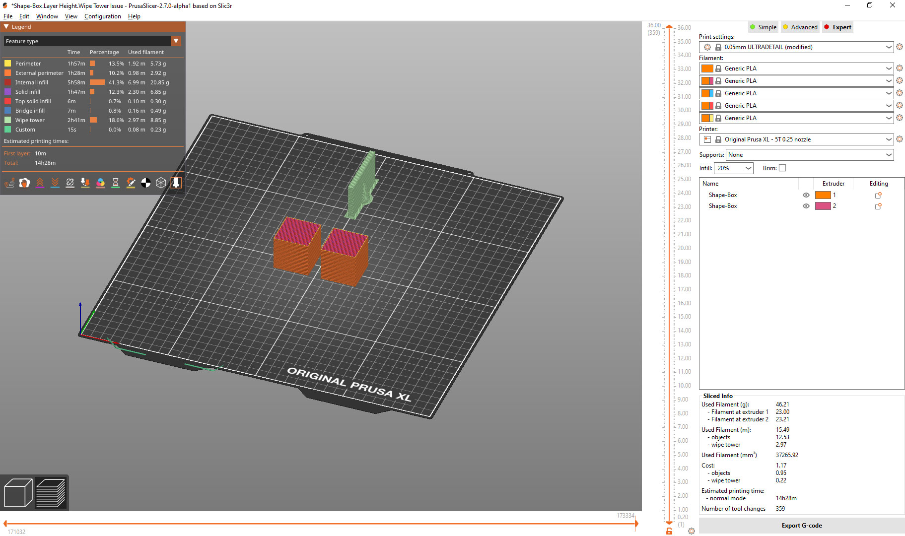 Wipe tower size is incorrect? · Issue #11678 · prusa3d/PrusaSlicer · GitHub