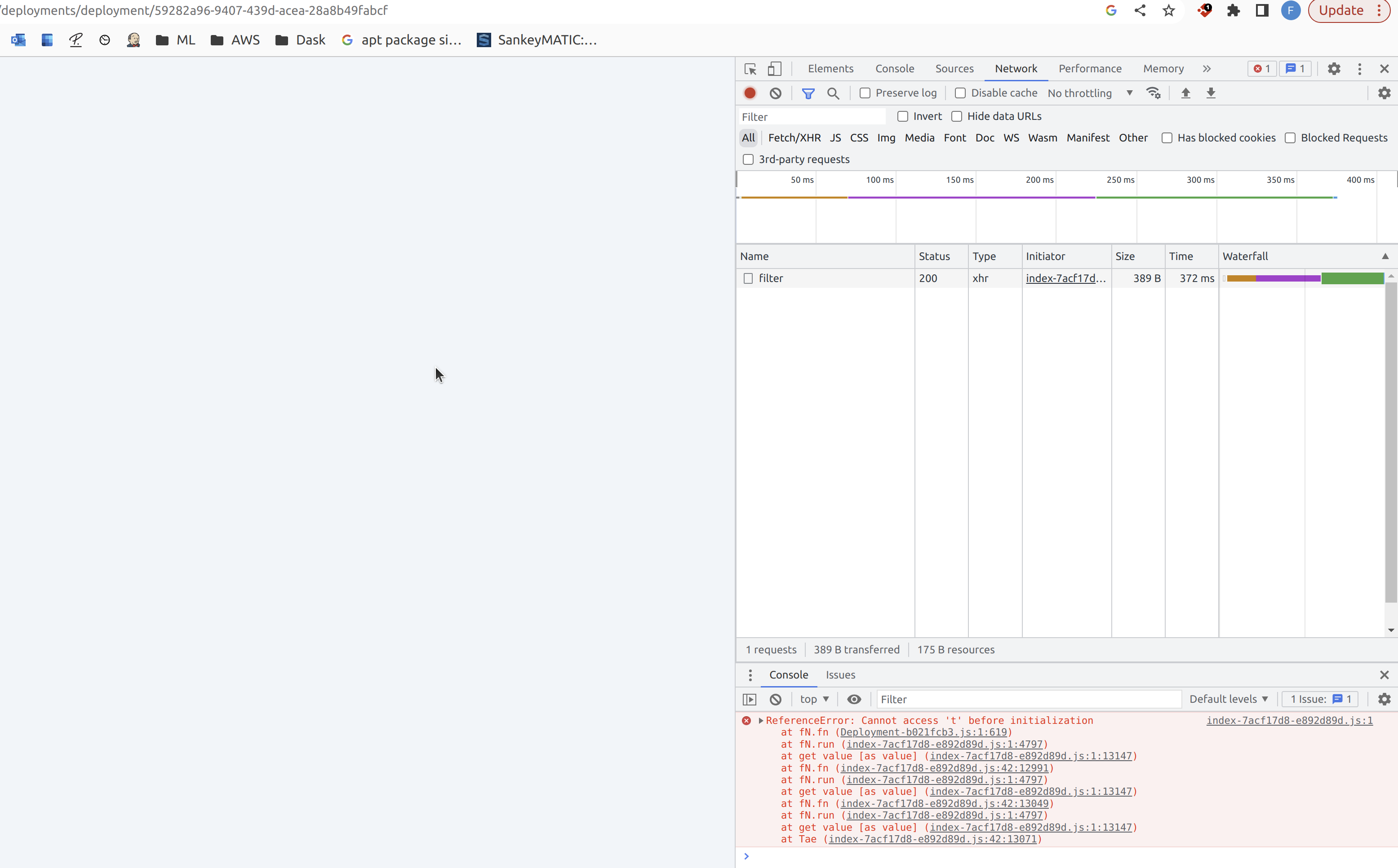 Navigating to a specific deployment shows a blank page and a console error · Issue #8801 ...
