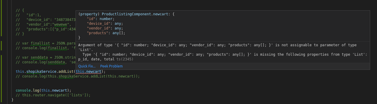 Error: ...is not assignable to parameter of type 'never' on arrayAdd ...