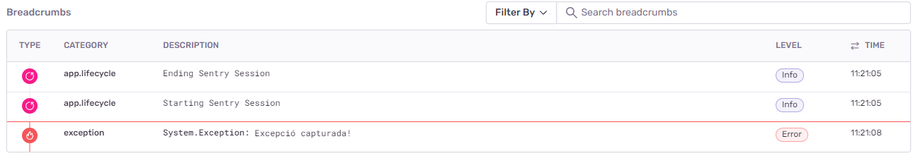 Breadcrumbs added inconsistently for start/end of session · Issue #2046 · getsentry/sentry ...