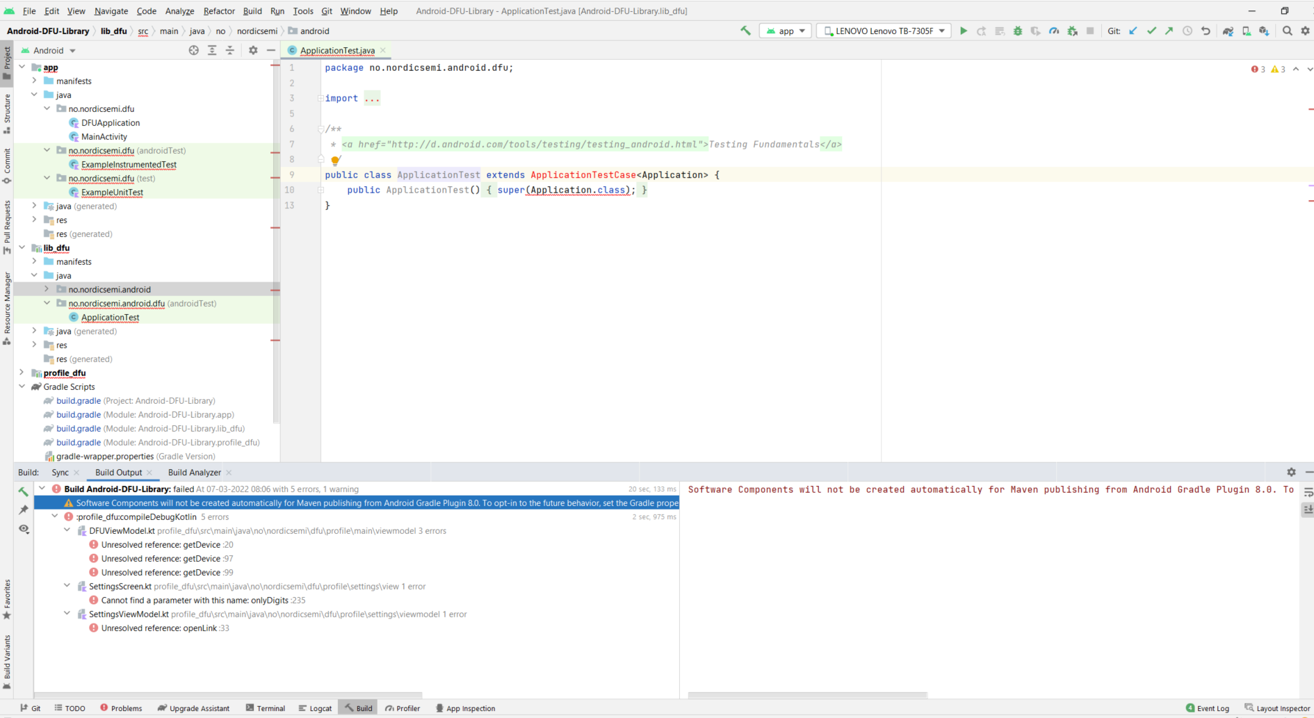 Unable To Build The Project · Issue 324 · Nordicsemiconductor Android Dfu Library · Github