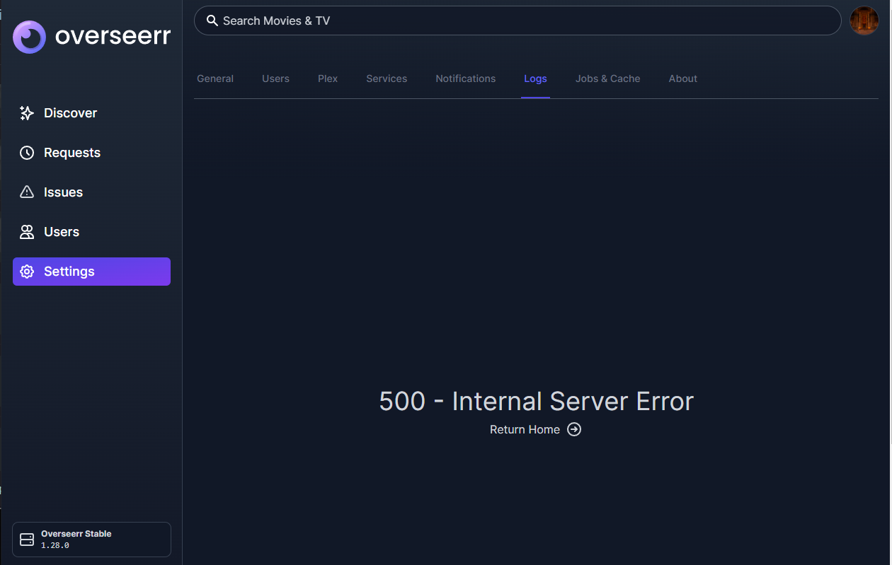 Logs give 500 error · Issue #2451 · sct/overseerr · GitHub