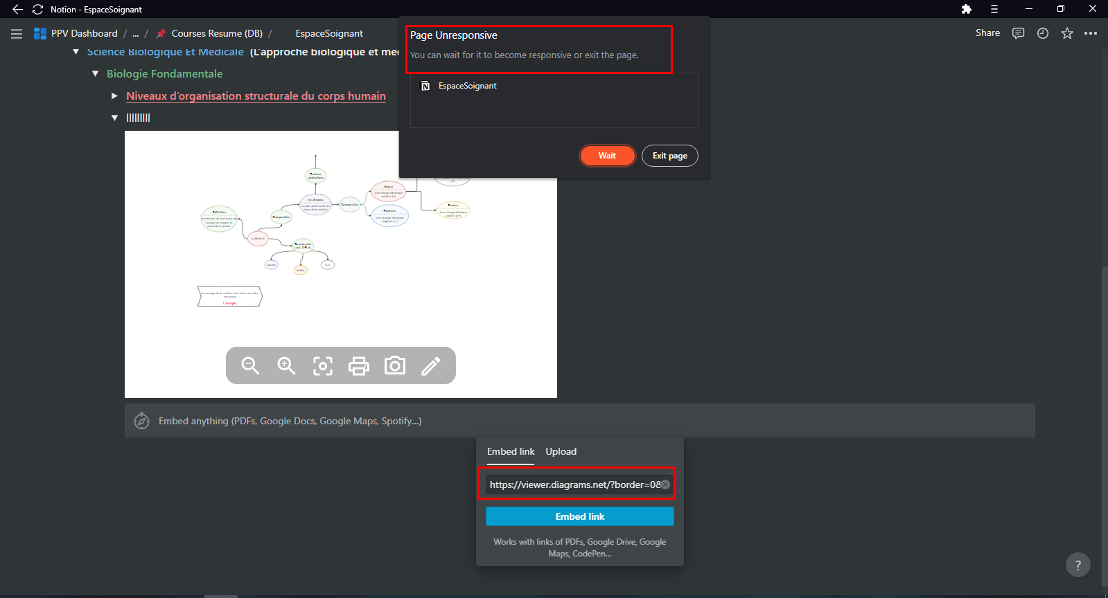 Error message from notion while trying to embed a diagram from "app.diagrams.net" containing ...