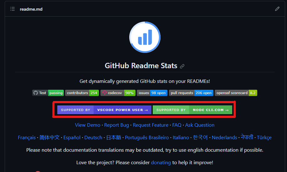 Supported By Links Broken In Documentation · Issue 3334 · Anuraghazragithub Readme Stats 2177