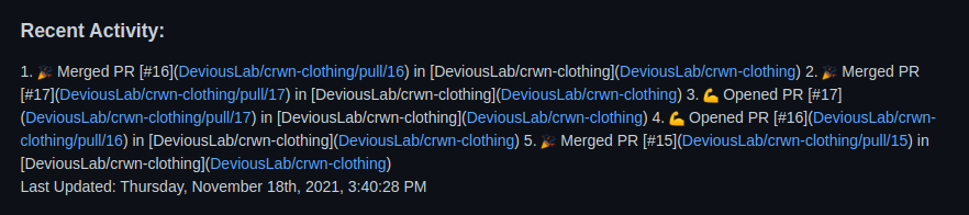 Activity formatting issue · Issue #132 · Readme-Workflows/recent-activity · GitHub