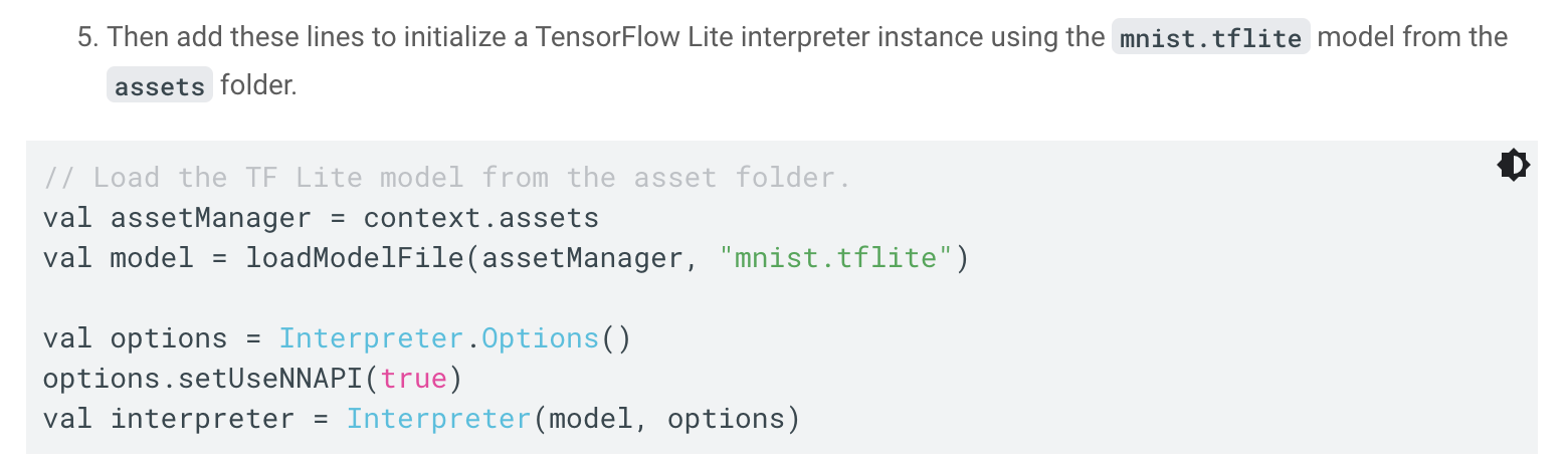 In the codelab, "Build a handwritten digit classifier app with TensorFlow Lite" , At step number ...
