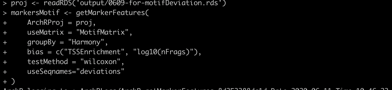Is is possible to use getMarkerFeatures() on motifMatrix? · Issue #201 · GreenleafLab/ArchR · GitHub