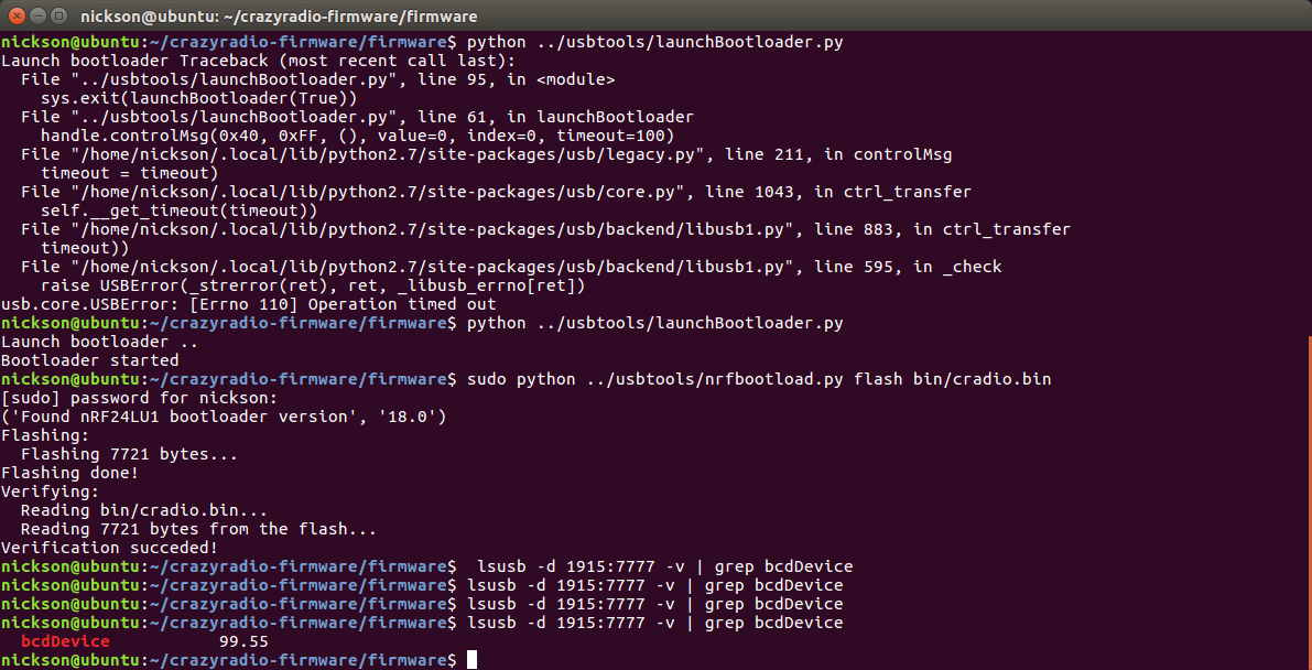 [Errno 110] Operation timed out · Issue #50 · bitcraze/crazyradio-firmware · GitHub
