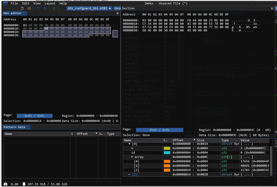 using section memory to allocate dynamic arrays fails. · Issue #983 · WerWolv/ImHex · GitHub