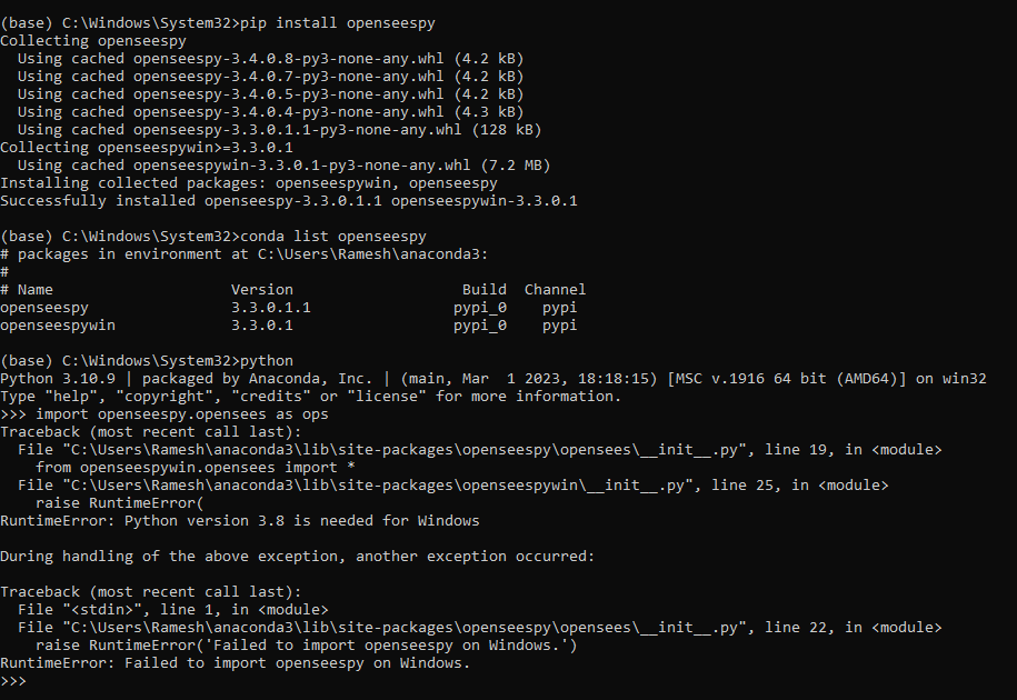 Failed to import openseespy · Issue #37 · zhuminjie/OpenSeesPy · GitHub