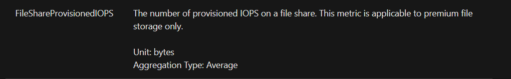 FileShareProvisionedIOPS showing with wrong unit · Issue #78837 · MicrosoftDocs/azure-docs · GitHub