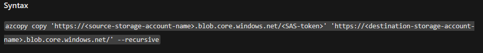 Syntax Incomplete On The Azcopy Copy Container Directories And Blobs Insight · Issue 79273
