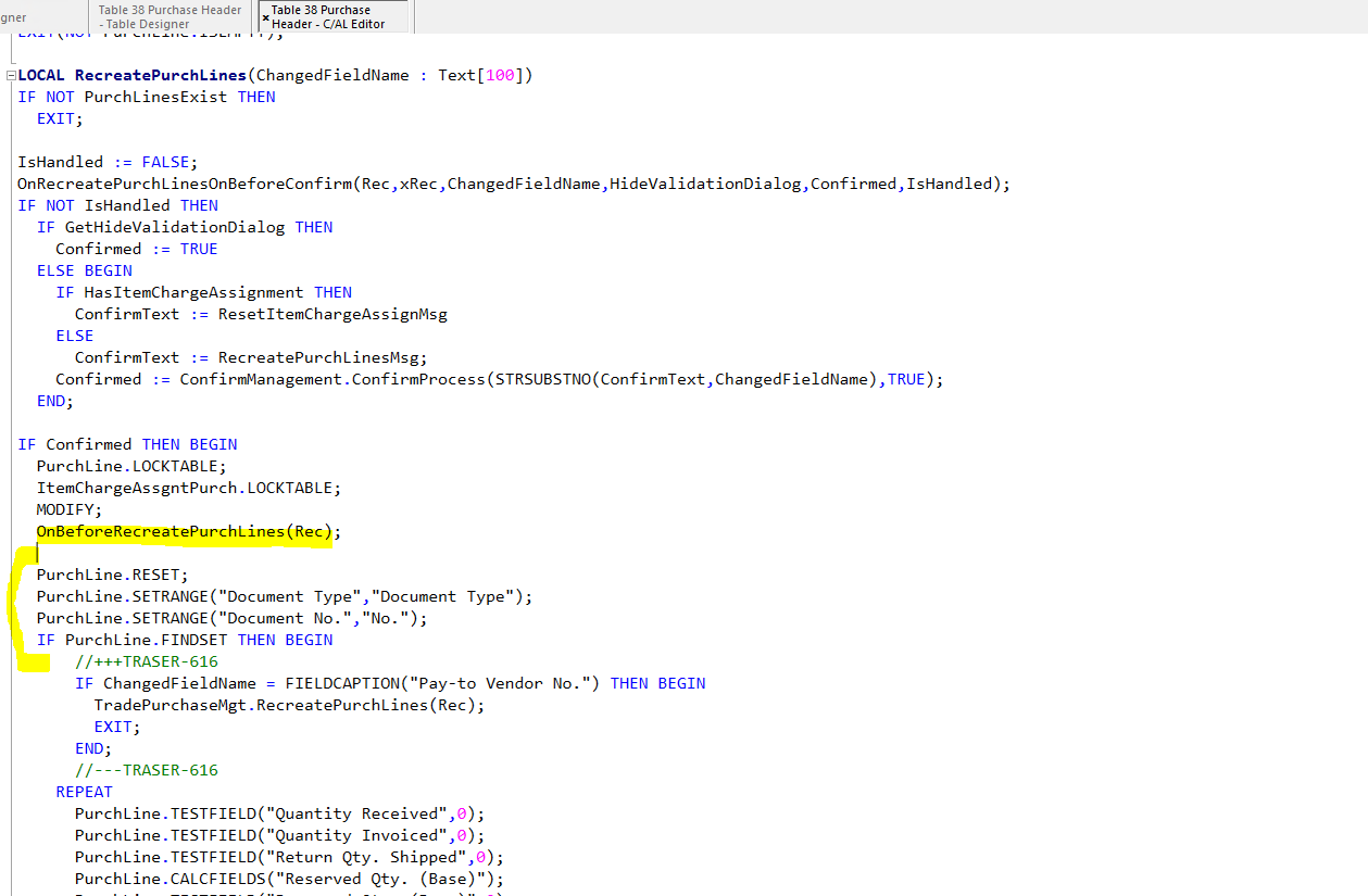 T38 RecreatePurchLines extend OnBeforeRecreatePurchLines with handler · Issue #4959 · microsoft ...