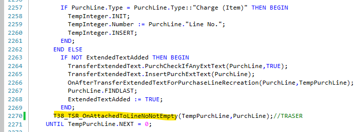 T38 RecreatePurchLines event needed if Attach to Line No is deferent ...