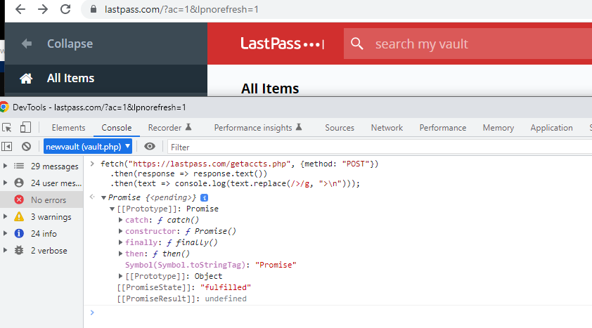 Inspector > Console no response · Issue #15 · FuLoRi/Analyze-LastPassVaultGUI · GitHub