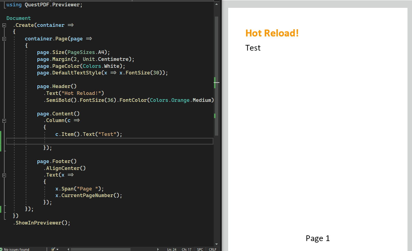 Document Previewer - Improve developer experience · QuestPDF QuestPDF · Discussion #145 · GitHub