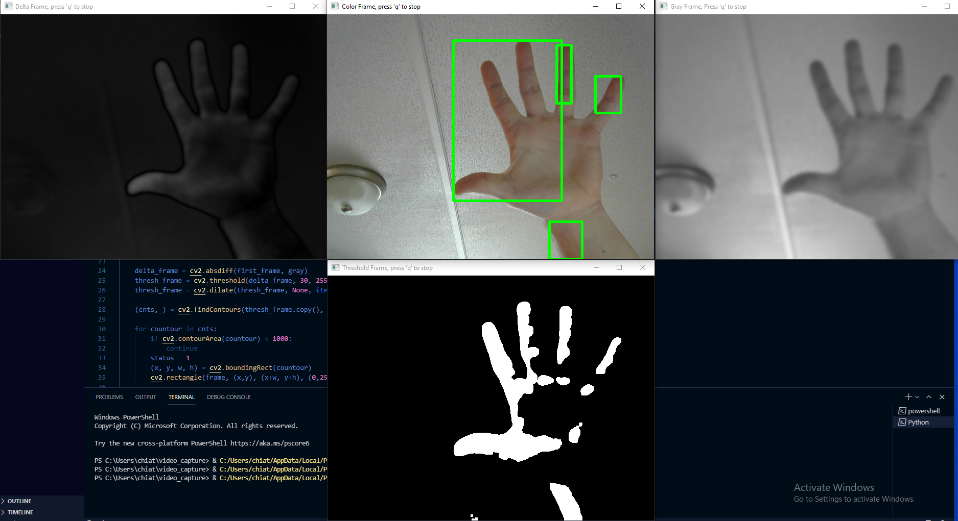 GitHub - chiatt97/WebcamMotionDetector: Python program utilizes the ...