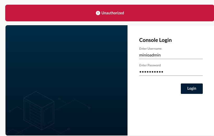 401s/unauthorized login to localhost MinIO console · Issue #13965 · minio/minio · GitHub
