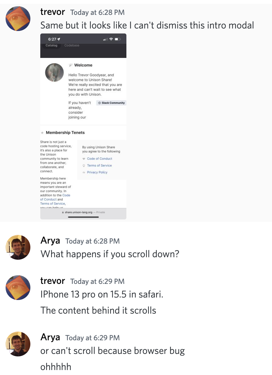 can't dismiss share welcome modal on mobile · Issue #3245 · unisonweb/unison · GitHub
