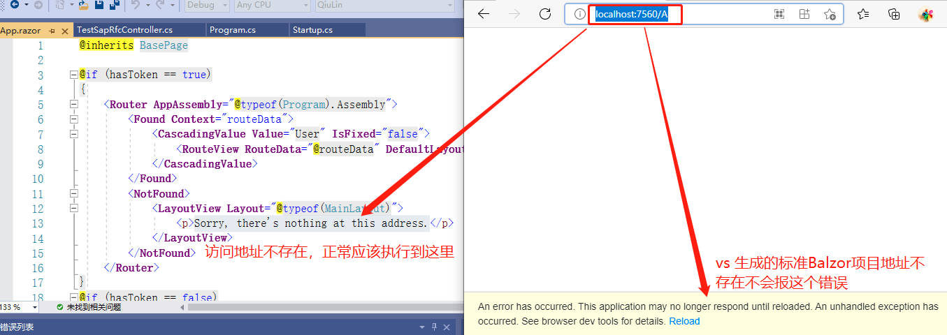 Blazor版本当访问地址不存在时，网页直接崩溃死掉 · Issue #487 · dotnetcore/WTM · GitHub