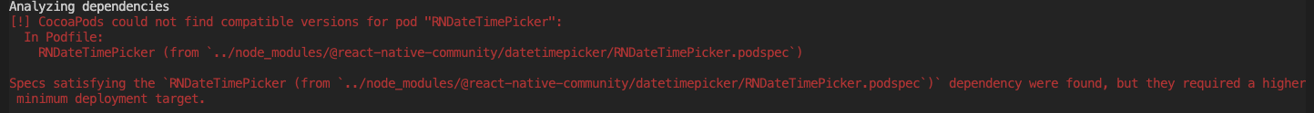 Error When Pod Install · Issue 500 · React Native Datetimepicker Datetimepicker · Github