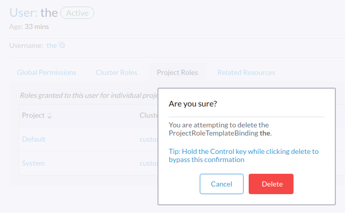 Unable to delete a project role from the User Detail project role list ...