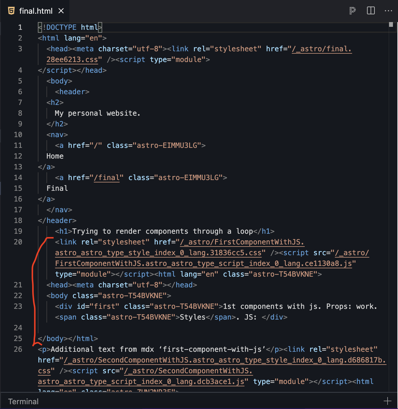 Rendering content collection entries through a loop with imported astro components causes broken ...
