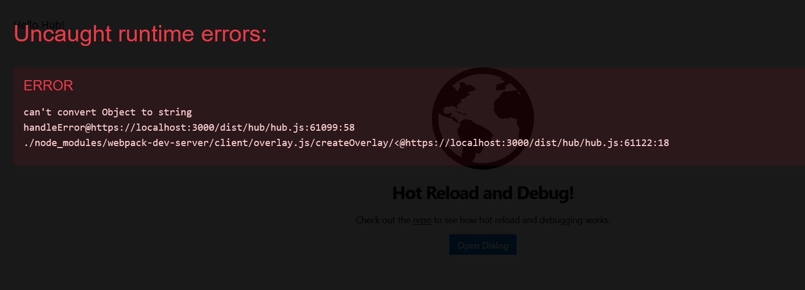 not able to debug: Uncaught runtime errors: can't convert Object to string · Issue #115 ...