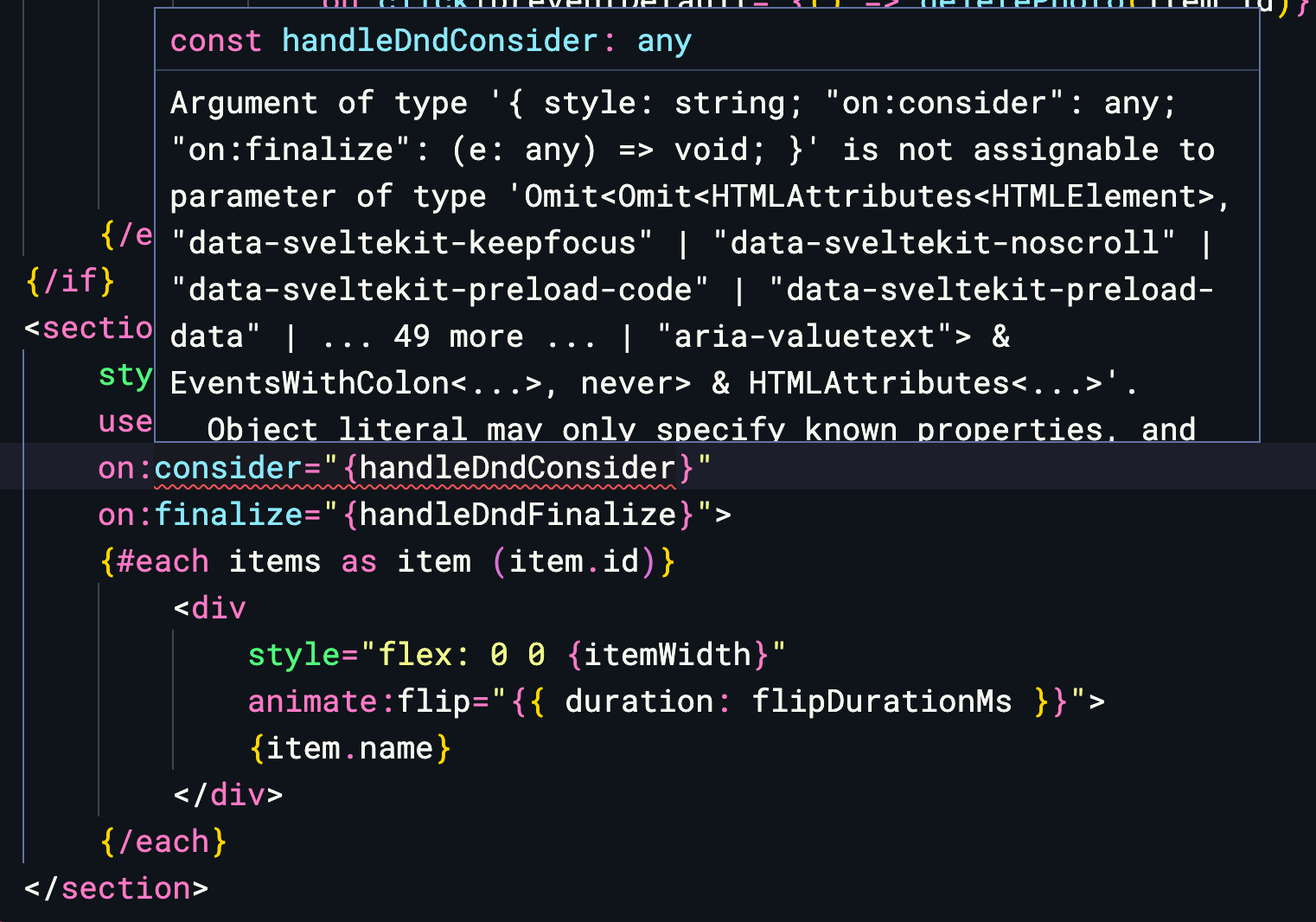 is not assignable to parameter of type Omit · Issue #445 · isaacHagoel/svelte-dnd-action · GitHub