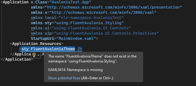The name "FluentAvaloniaTheme" does not exist · Issue #77 · amwx/FluentAvalonia · GitHub