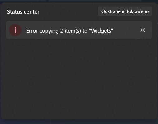 Feature: Error in status center should show some sort of a message ...