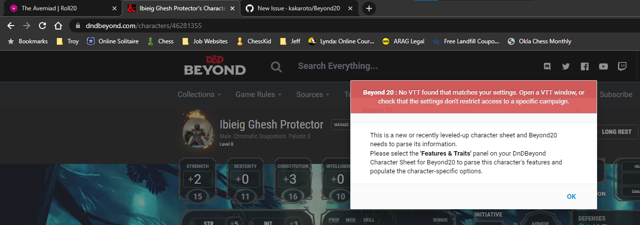 Unable to roll from DNDBeyond to Roll20 · Issue #1071 · kakaroto/Beyond20 · GitHub