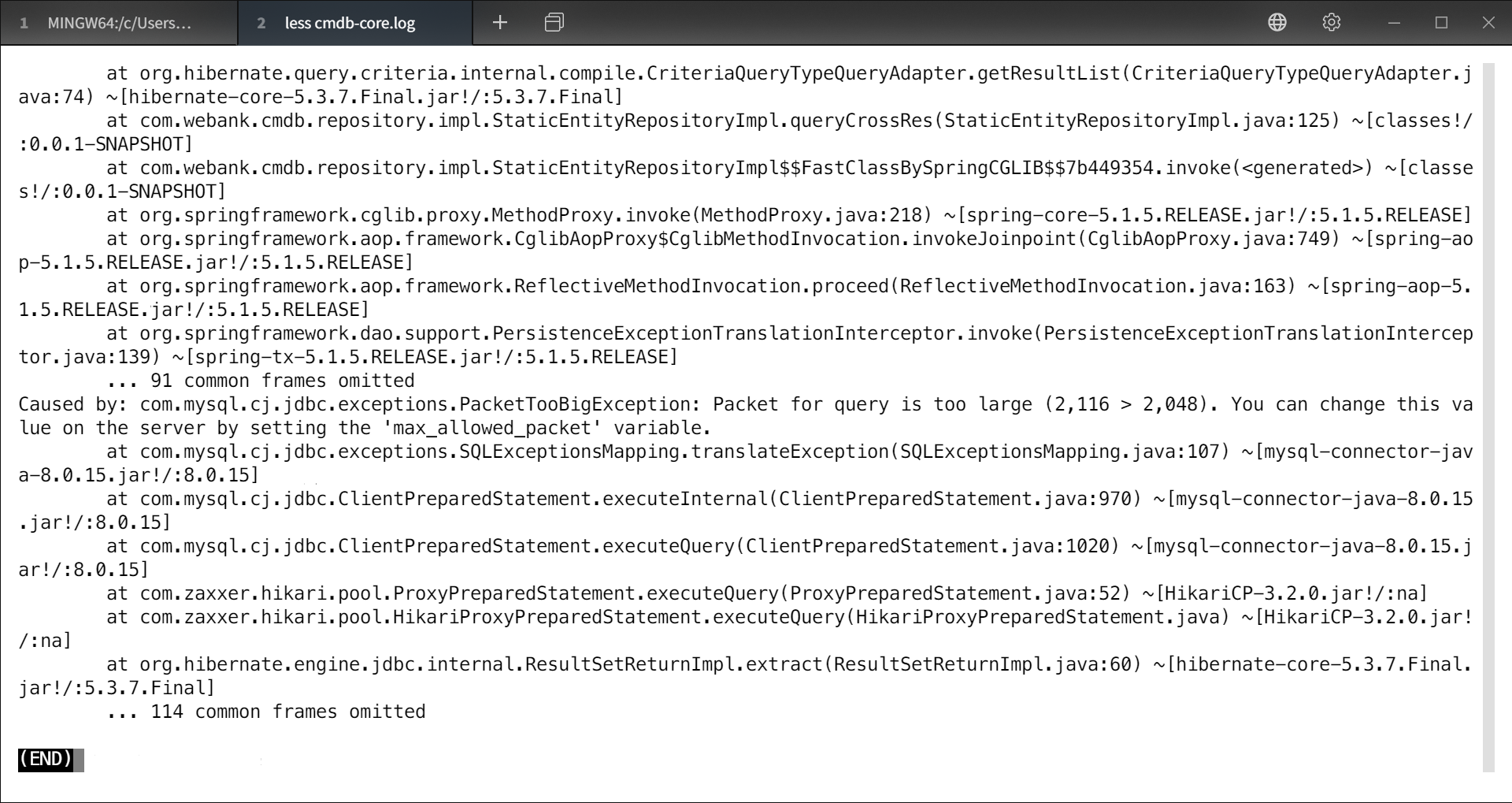 JDBC： Packet for query is too large (2,116 > 2,048) · Issue #64 · WeBankPartners/we-cmdb · GitHub