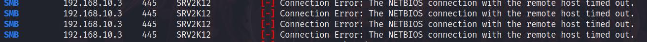 Connection Error: The NETBIOS connection with the remote host timed out · Issue #684 ...