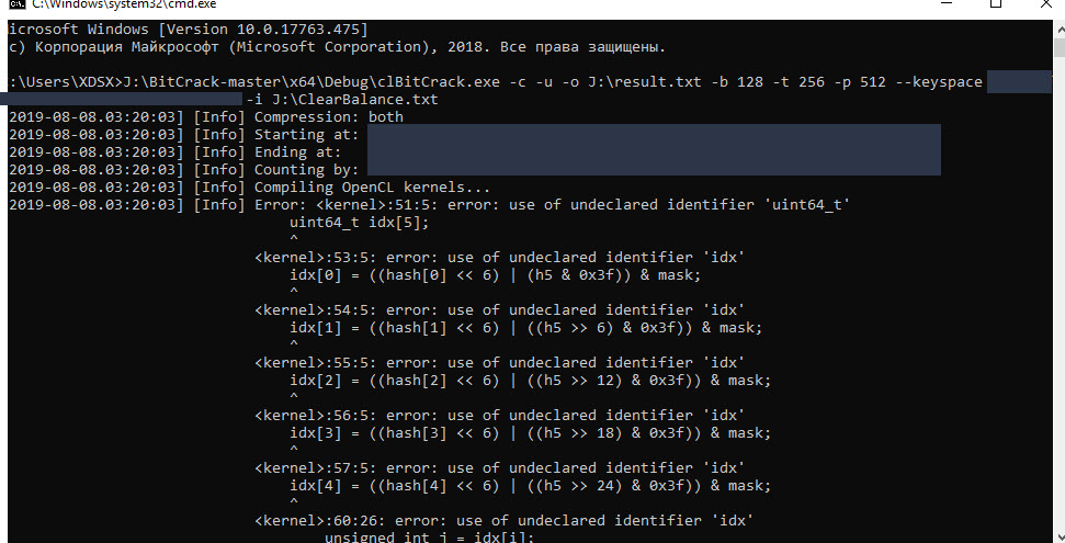 It's not working clBitCrack.exe · Issue #187 · brichard19/BitCrack · GitHub
