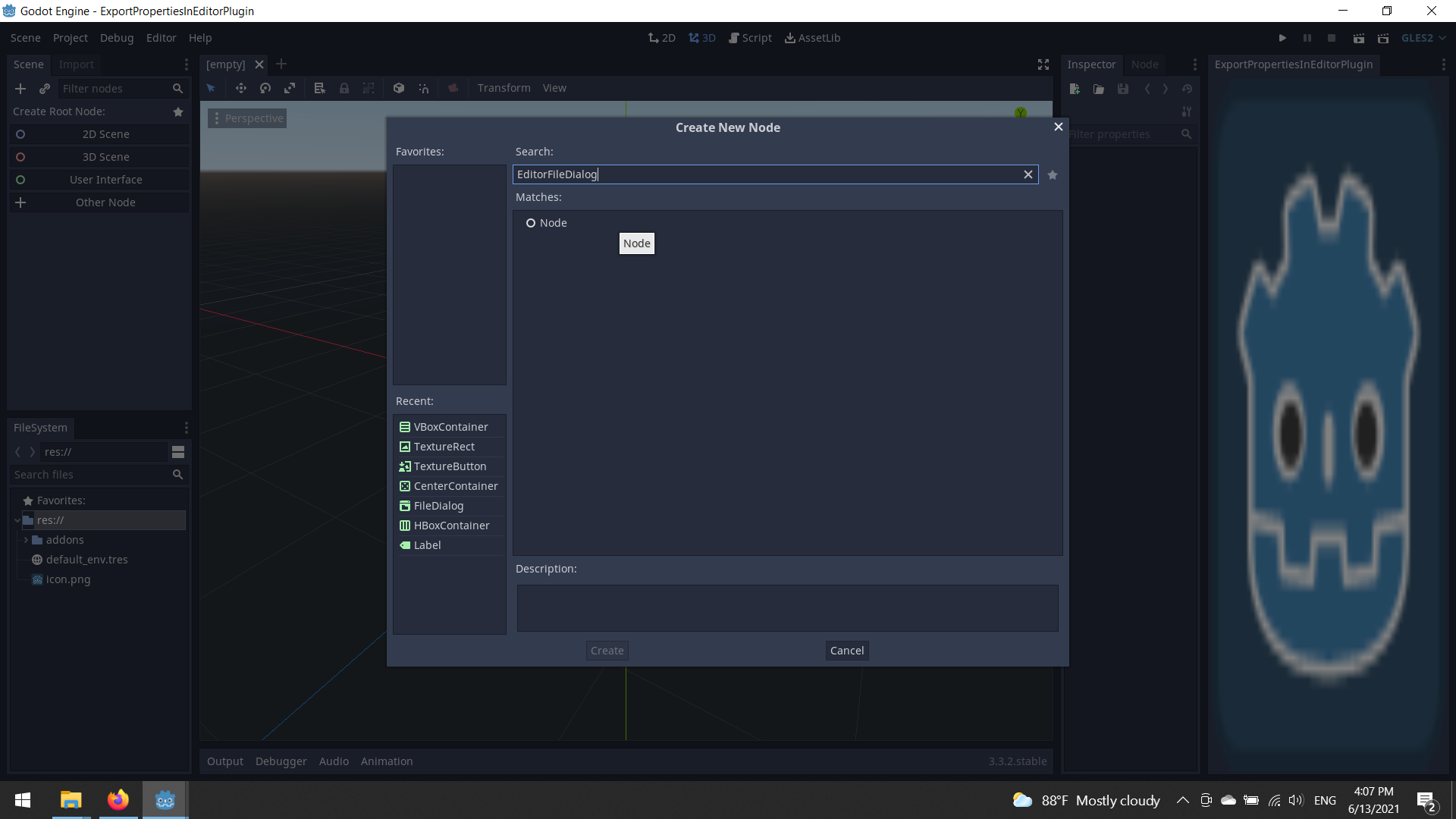 Properties doesn't show up when export in script derived from EditorPlugin · Issue #49557 ...