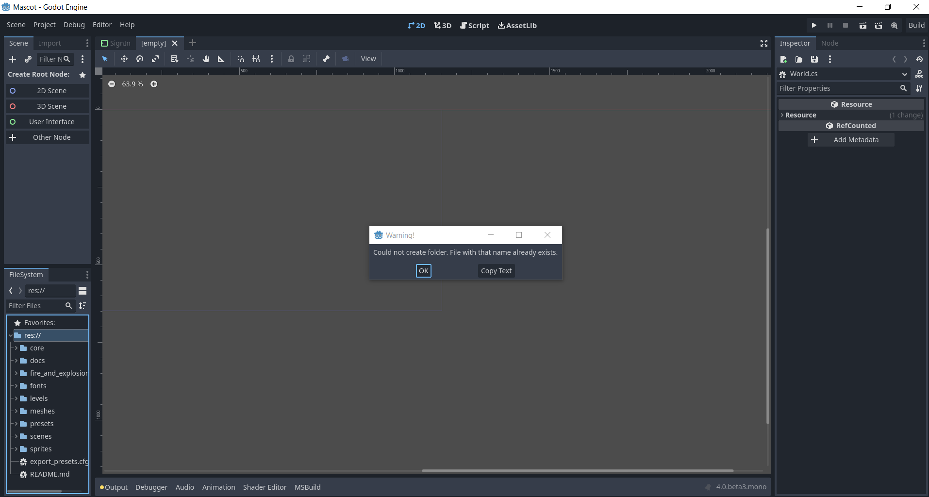 Could not create folder. File with that name already exist · Issue #67738 · godotengine/godot ...