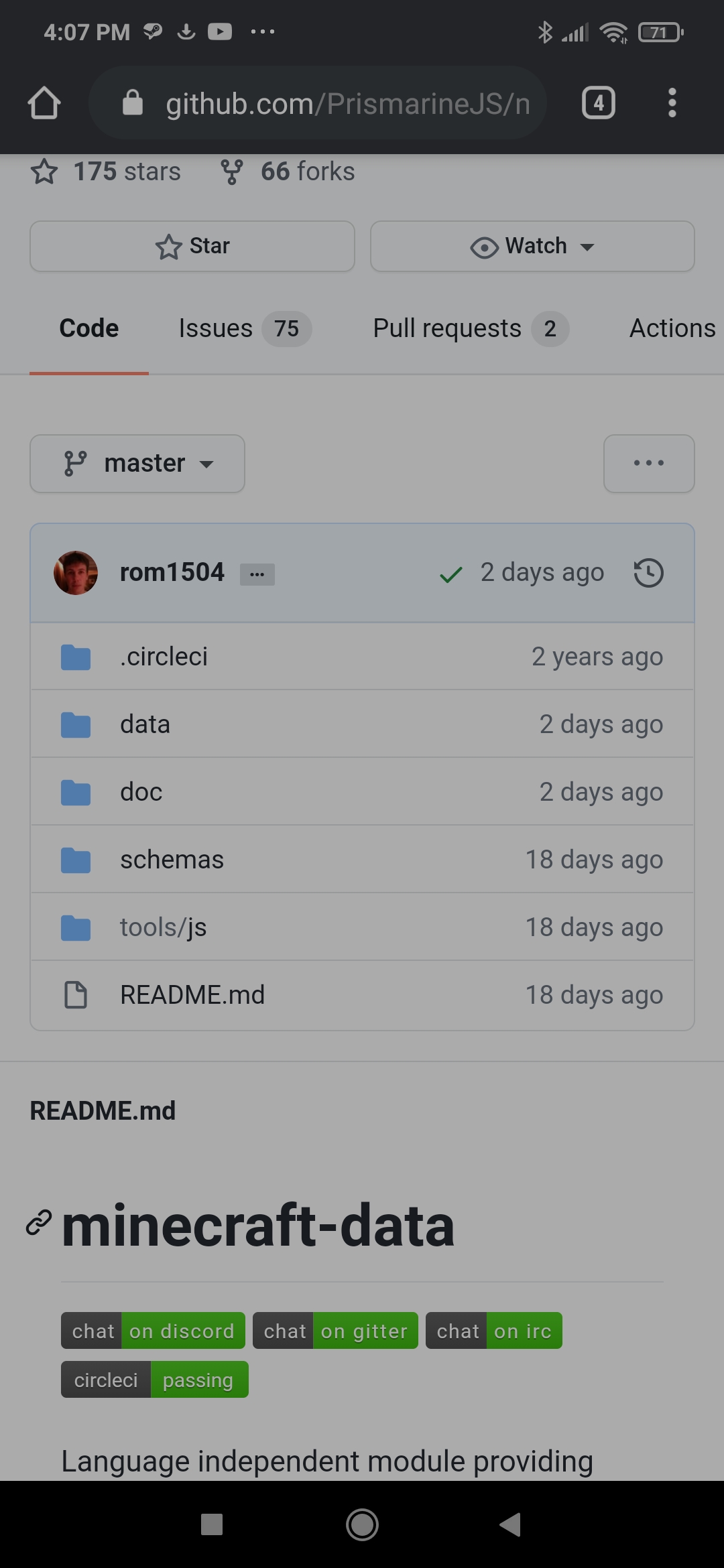 Some requirement broke, and I can't find out which one · Issue #37 · PrismarineJS/prismarine ...