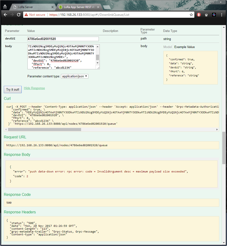 Maximum Payload Size Exceeded Error After Updating To Lora App Server